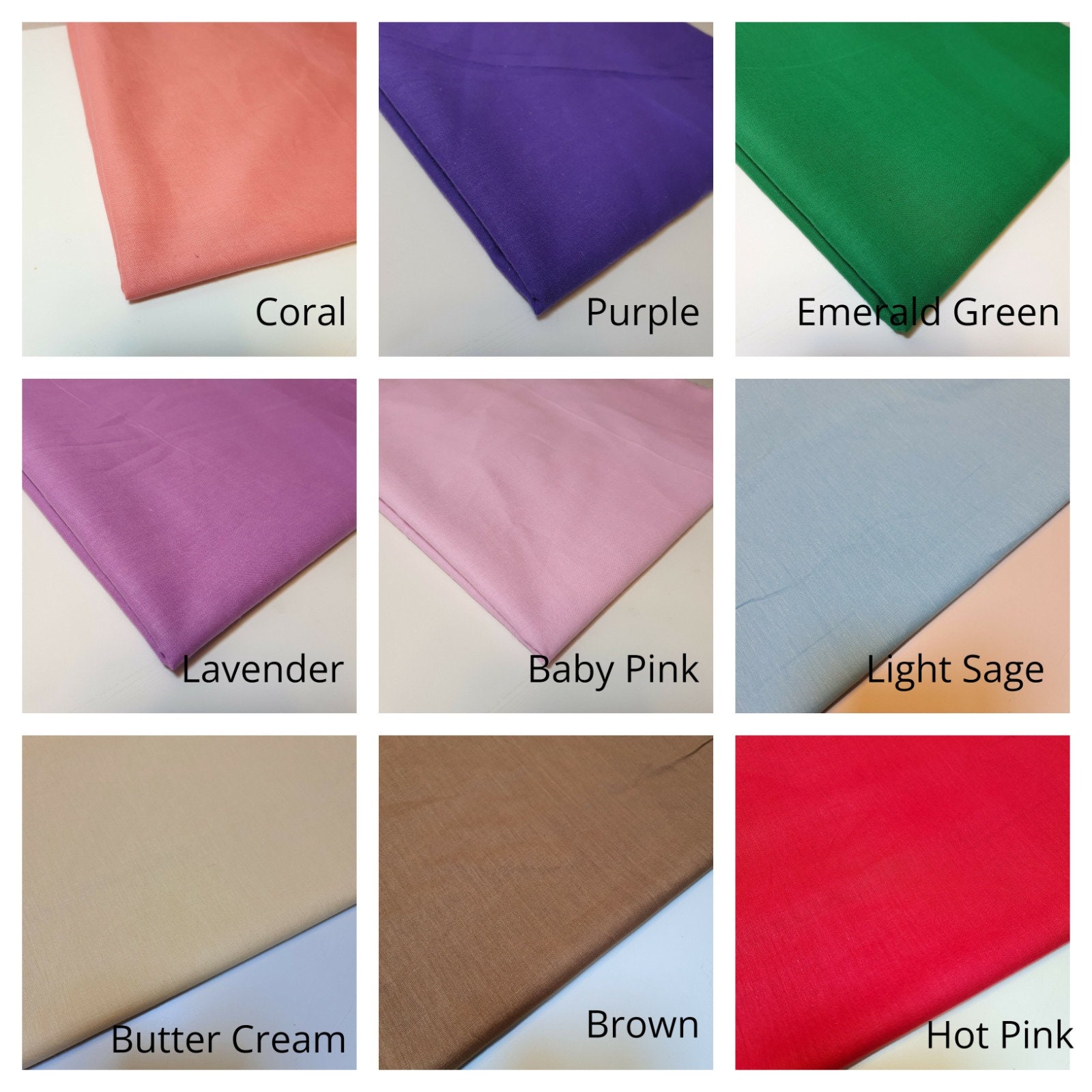 CLEARANCE Plain 100% Cotton Cambric Fabric 50+ Colors Quilting Dress ...