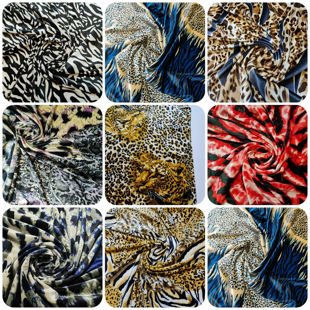 Animal Velvet Print Cheetah Leopard Tiger Design Quality Upholstery ...