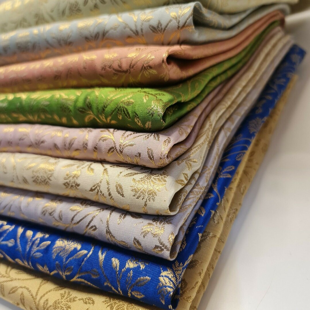 Floral Gold Metallic Indian Banaras Brocade Material Waistcoat Dress ...