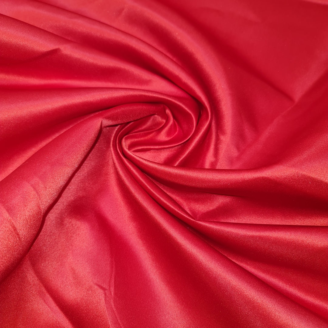 Red Superior Dull Duchess Bridal Satin Material Wedding Dress Craft ...
