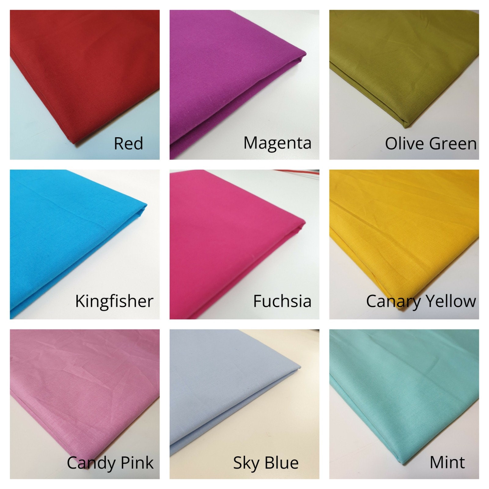 CLEARANCE Plain 100% Cotton Cambric Fabric 50+ Colors Quilting Dress ...