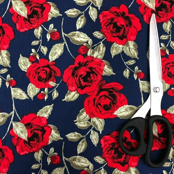 Rose Print Fabric - Etsy