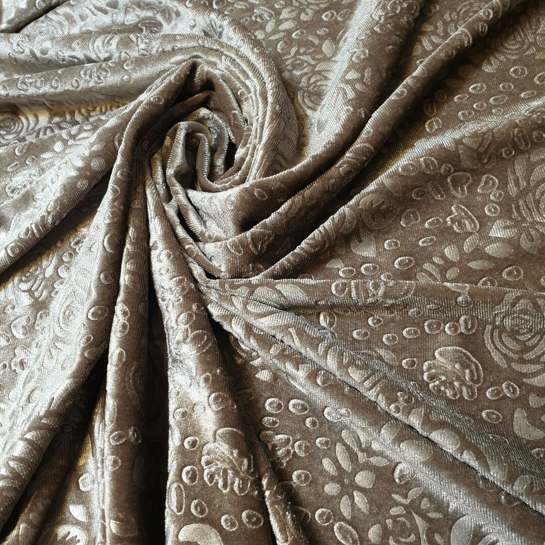 Roses Floral Embossed Velvet Velour Dress Craft Cushion Fabric by the ...