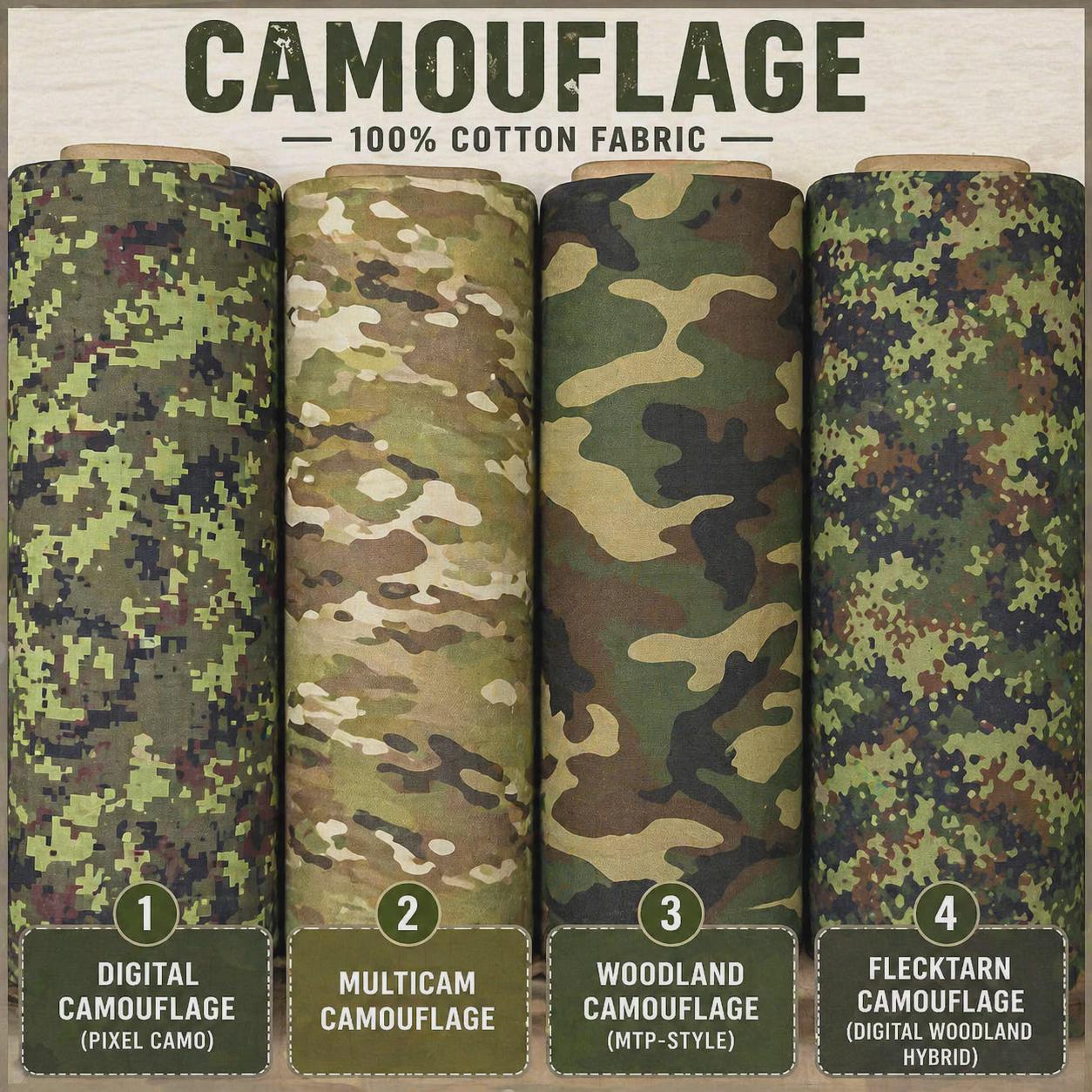 Camo Green Cotton Material Army Camouflage Dress Craft Jacket Fabric 58 ...