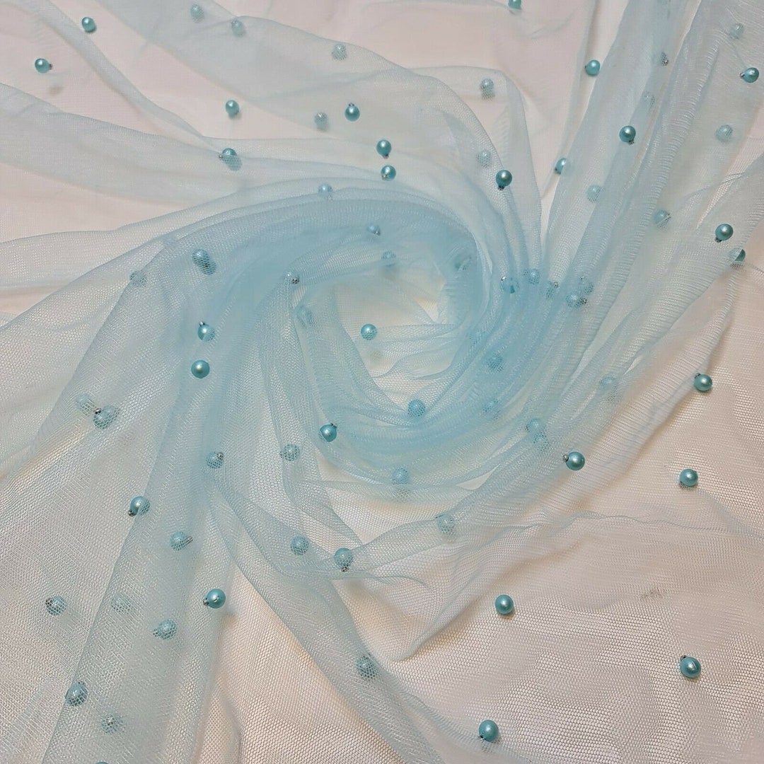 Tulle Beaded Pearl Lace Net Fabric Bridal Veil Wedding Backdrop Décor ...