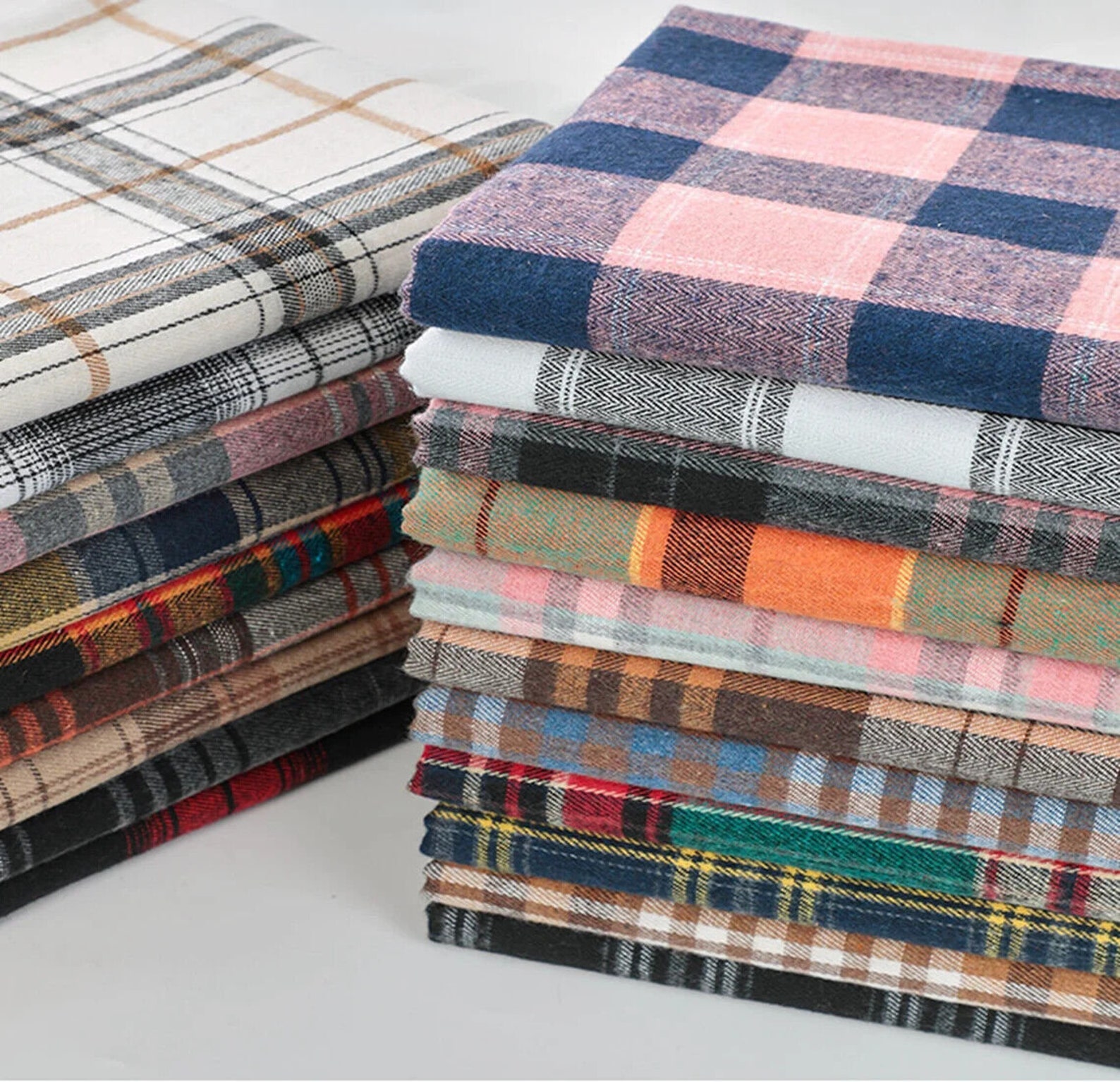 Brushed 100% Cotton Flannel Material Winceyette Tartan Dress Craft ...