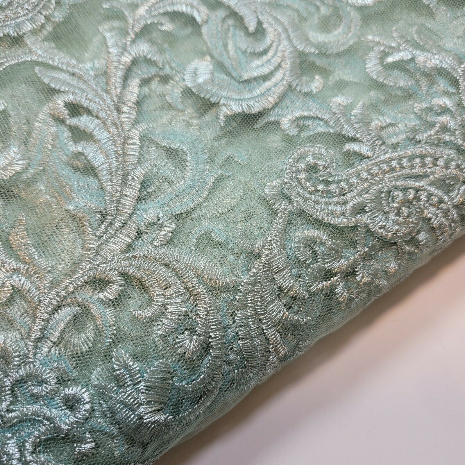 Mesh Net Paisley Material Gold Metallic Thread Embroidery - Etsy UK