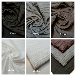 Creased Crinkle 100% Cotton Plain Fabric Material Crushed Craft Dress ...