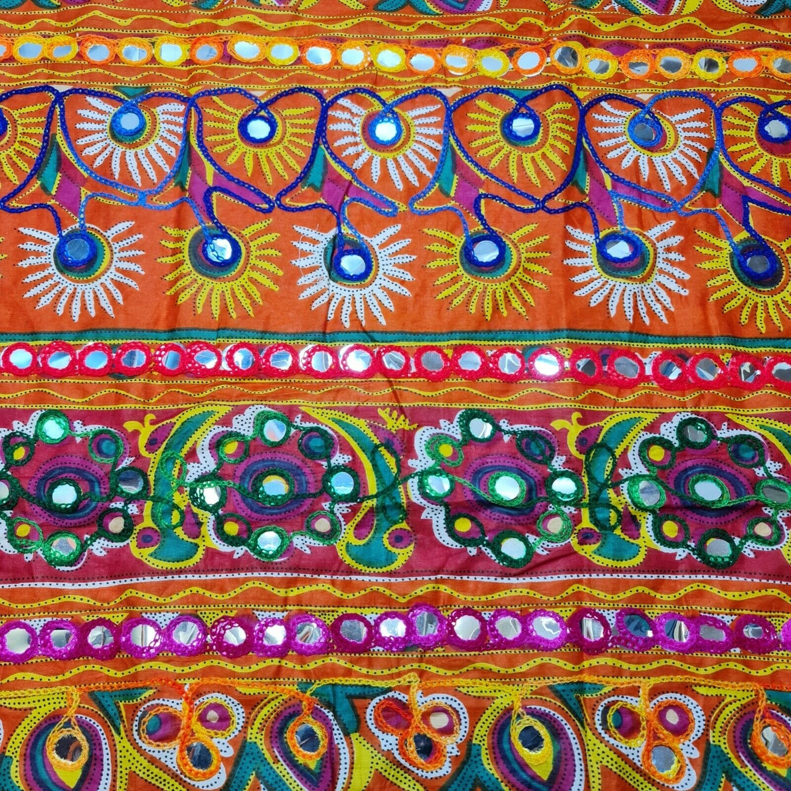 Cotton Indian Ethnic Mirror Embroidery Suzani Rangoli Boho | Etsy