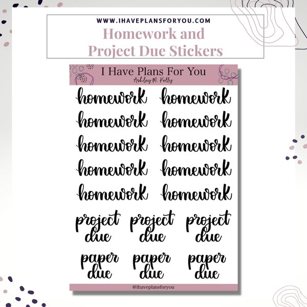 Due and Project Due Stickers - Etsy