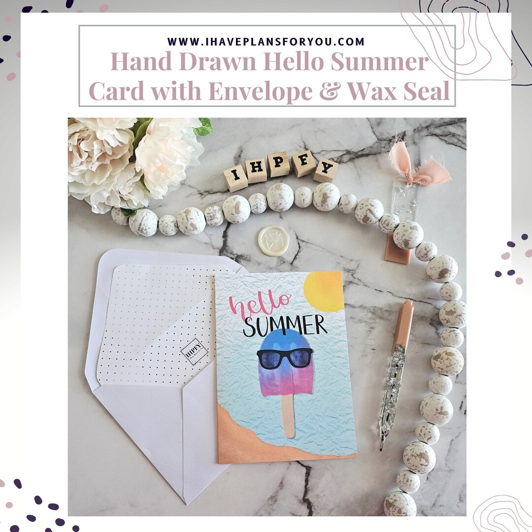 Hello Summer Greeting Card Illustrated Hand-made Greeting Card by I ...