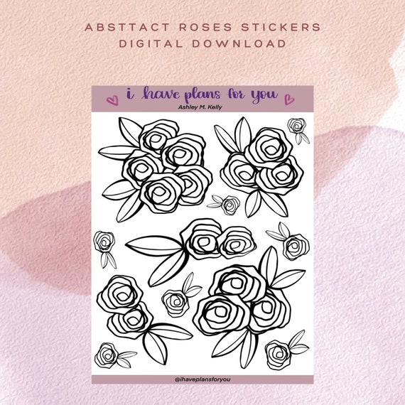 Abstract Roses Stickers Printable Planner Stickers Abstract - Etsy