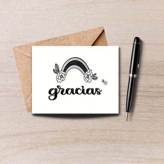 Gracias Card Digital Download Rainbow Flowers Card - Etsy