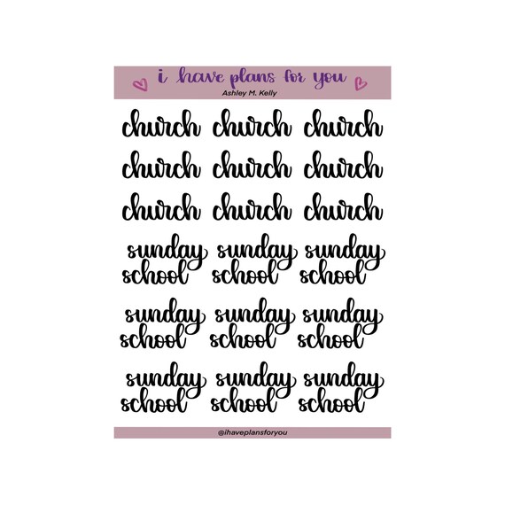 Church and Sunday School Stickers Hand Lettered Planner - Etsy