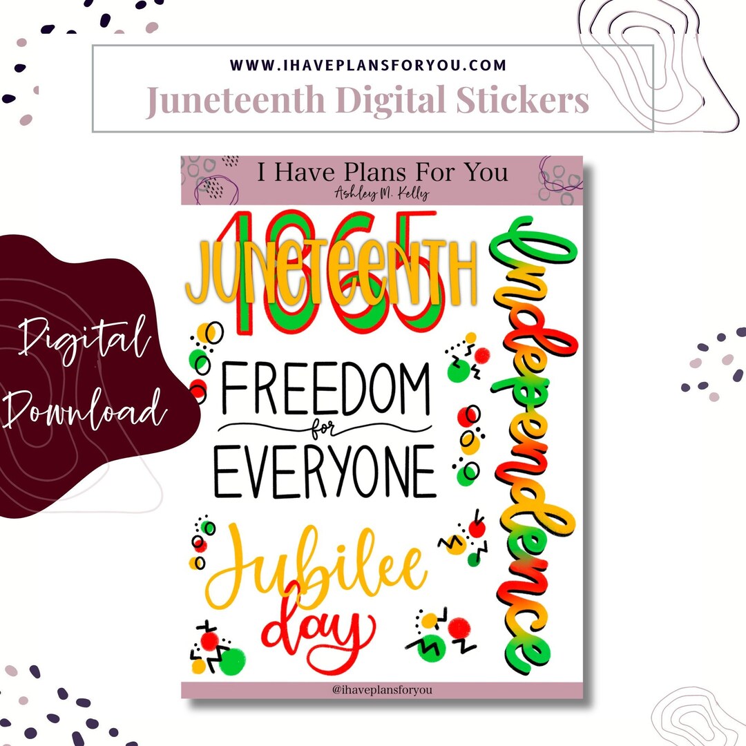 Juneteenth Stickers Hand Drawn Digital Downloads Planner, Journal ...