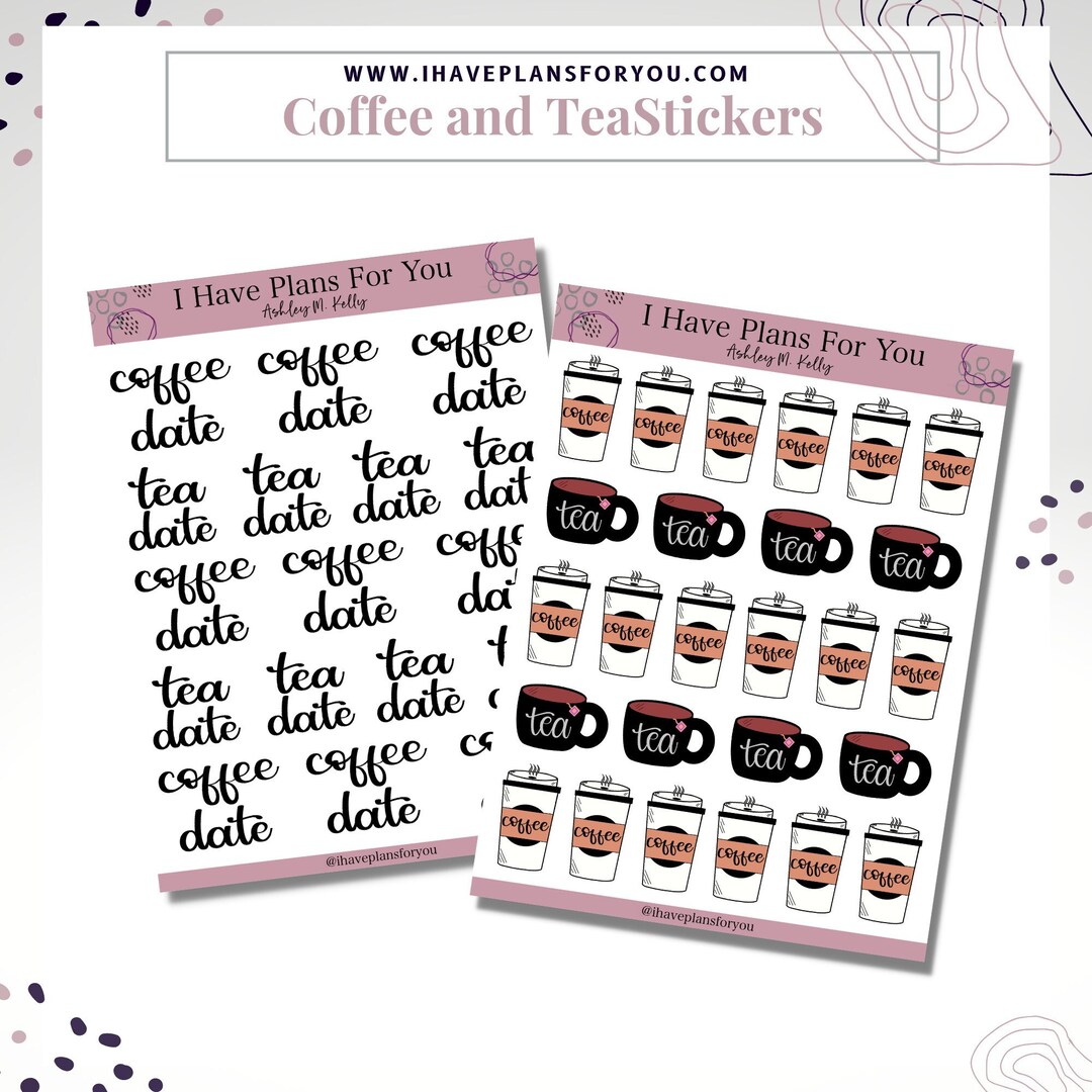 Coffee Cup and Tea Mug Planner Stickers Icon Stickers for Journals ...