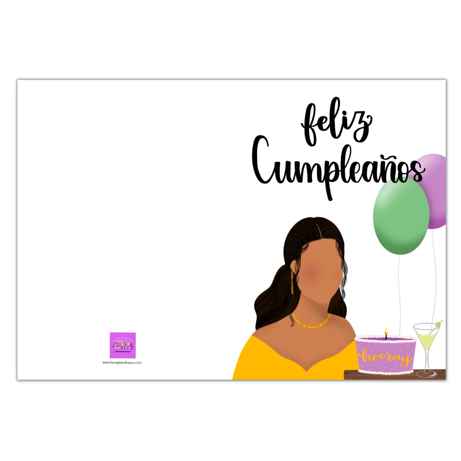 Feliz Cumpleanos Card Printable Hand Drawn Latina Birthday Card - Etsy