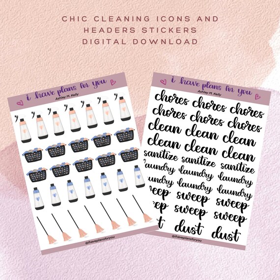 Chic Cleaning Icons and Headers Pngs and Pdfs Printable - Etsy