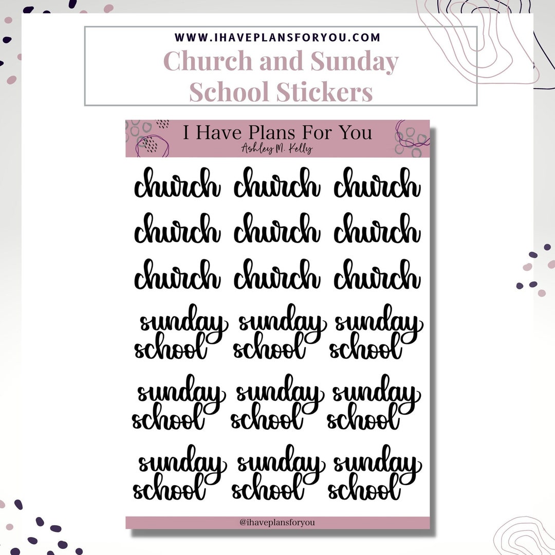 Church and Sunday School Stickers Hand Lettered Planner Words - Etsy