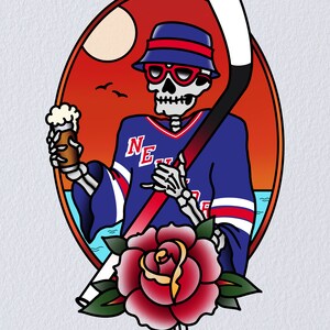 American Traditional Hockey Tattoo Flash Devils Vs. Rangers Flash Sheet ...
