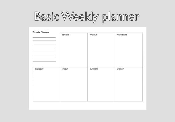Basic Weekly Planner - Etsy