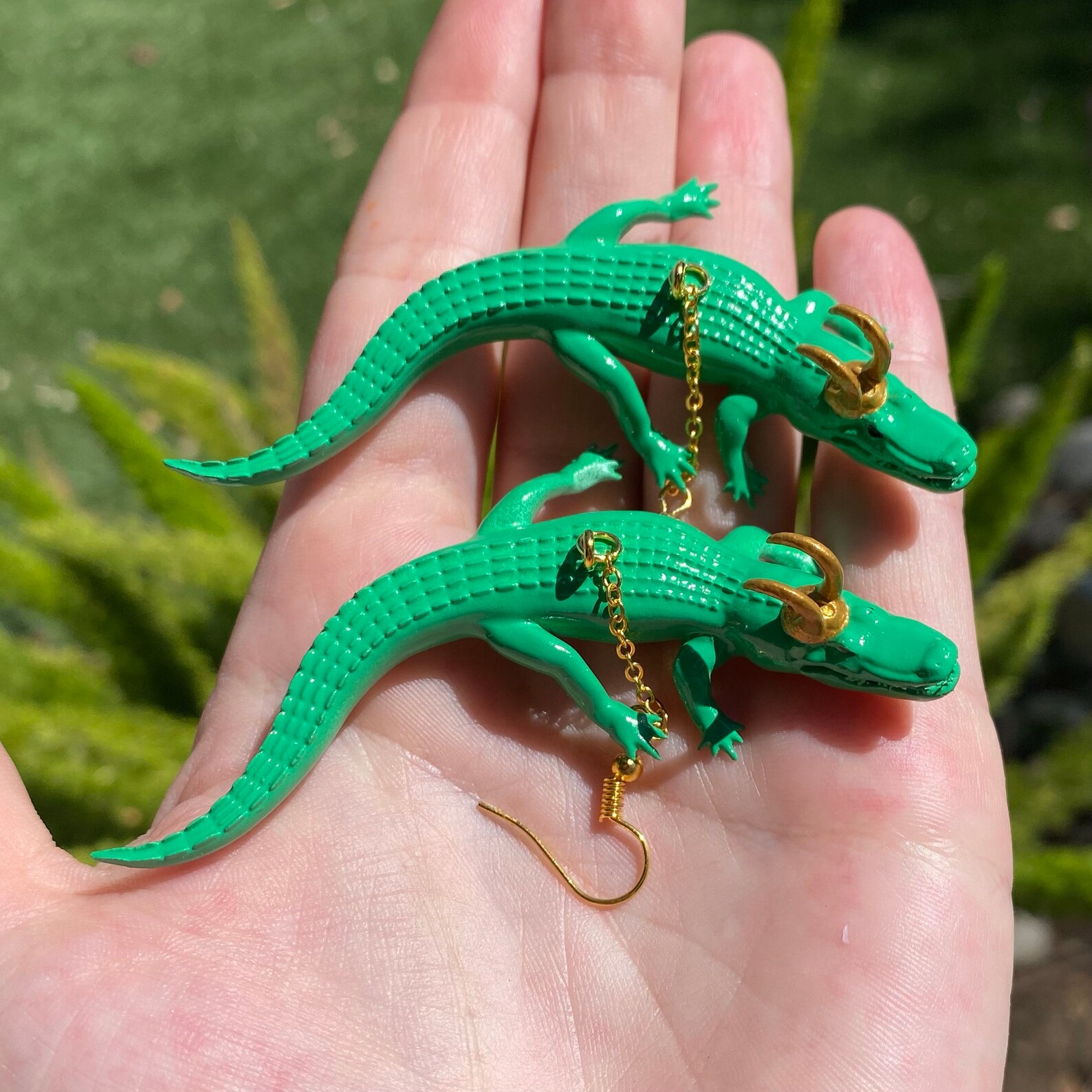 Gold Horned Alligator Earrings Loose Character Toy - Etsy