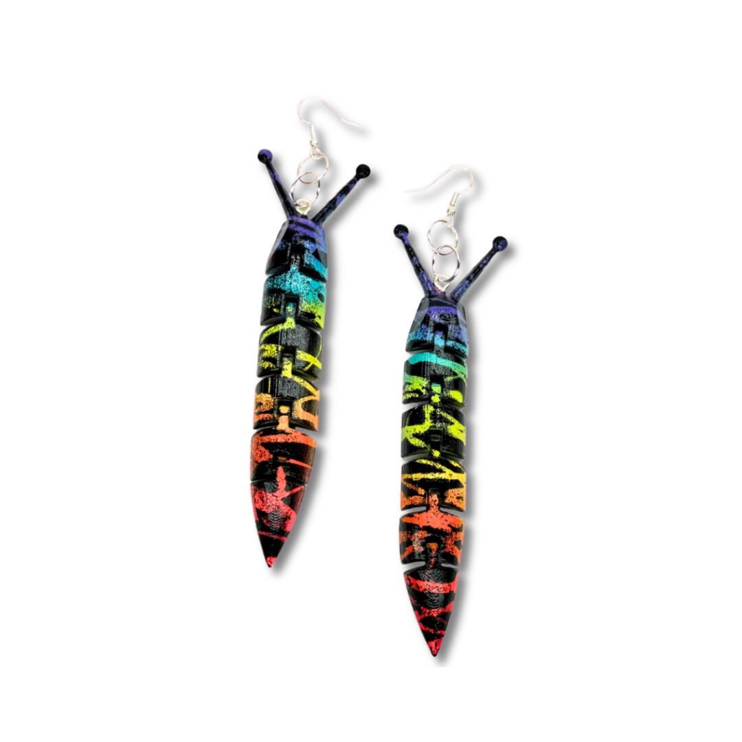 Rainbow Graffiti Slug Earrings Lightweight Fidget Toy Earrings - Etsy