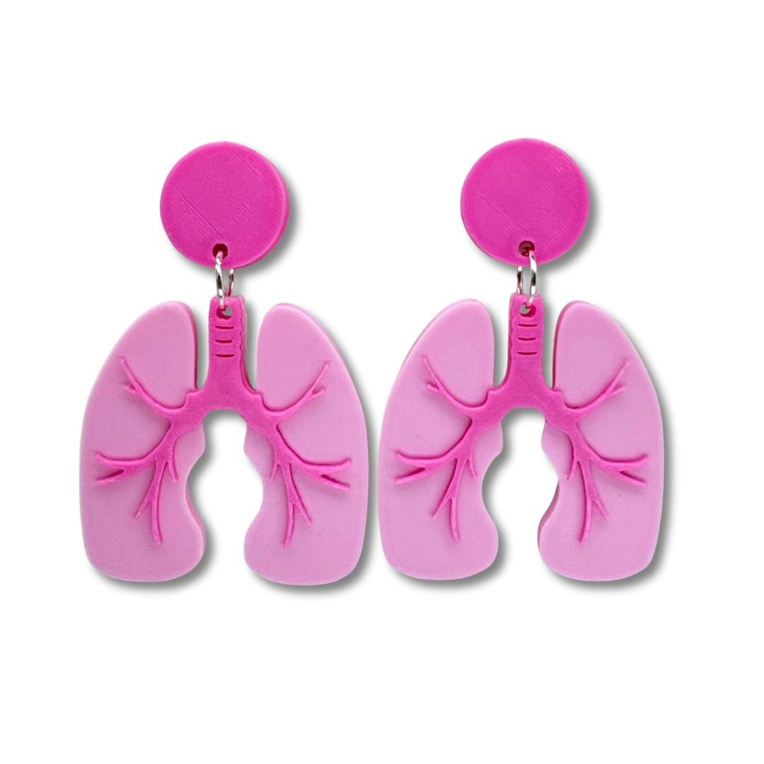 Anatomical Lung Earrings 3D Printed Pink Doctor Jewelry - Etsy