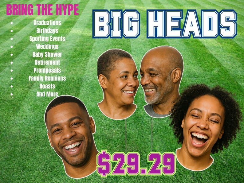 Big Head Cutout on Stick, Life Size Stand-up - Etsy