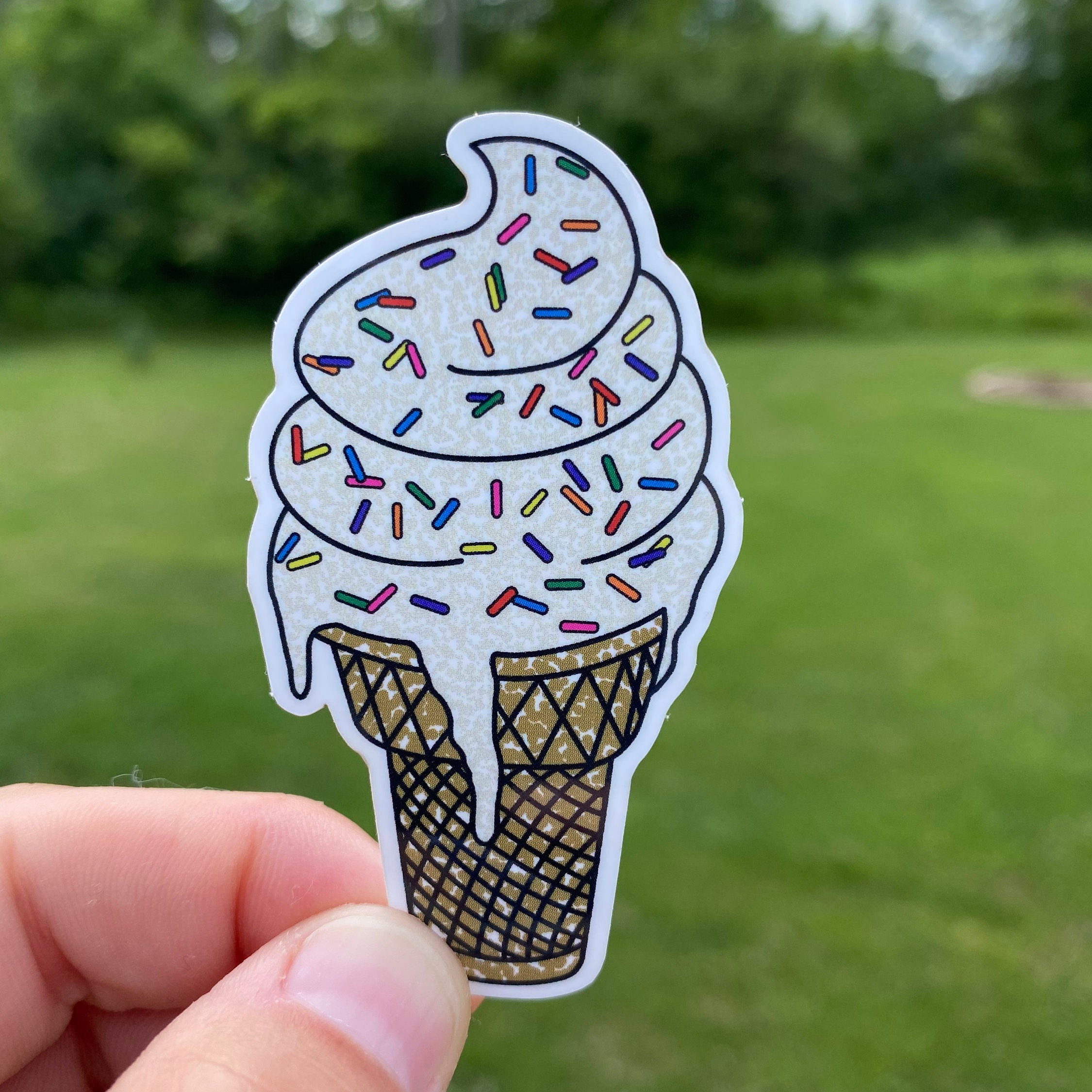 Ice Cream Cone Vinyl Sticker Waterproof Etsy