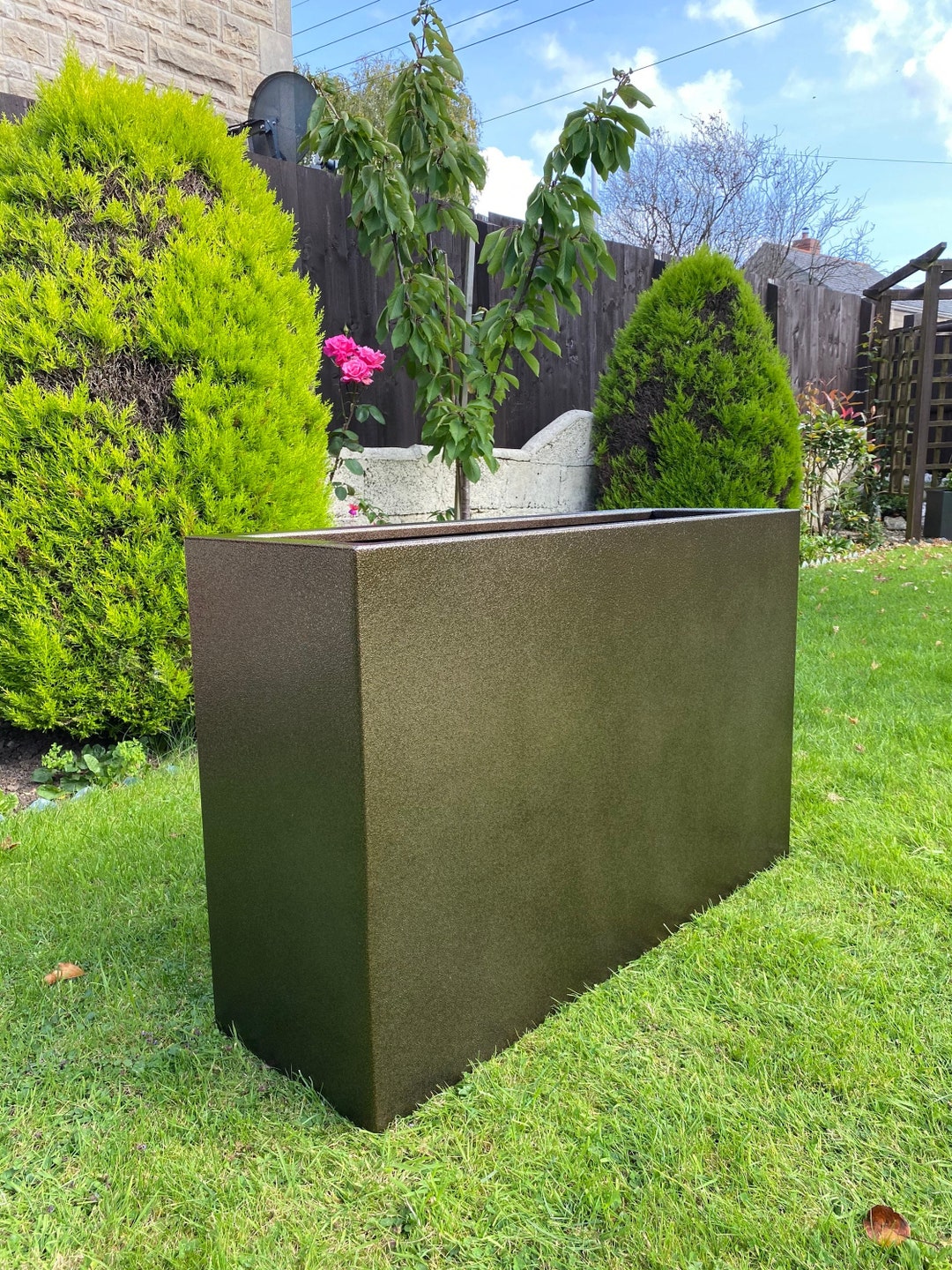 Tall Large Bronze Aluminium Garden Planter - Etsy UK