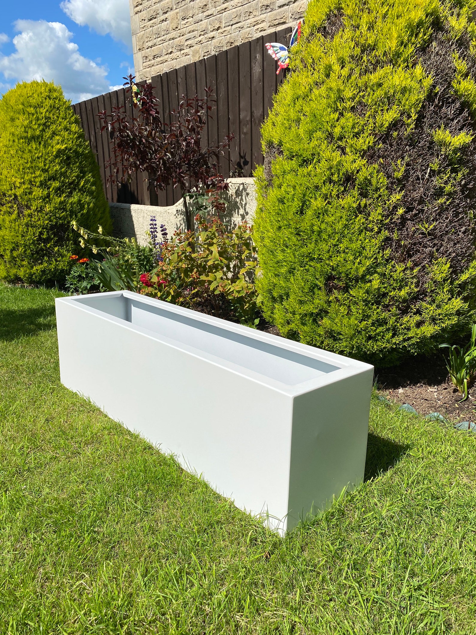 White Extra Large Aluminium Metal Garden Planter - Etsy UK