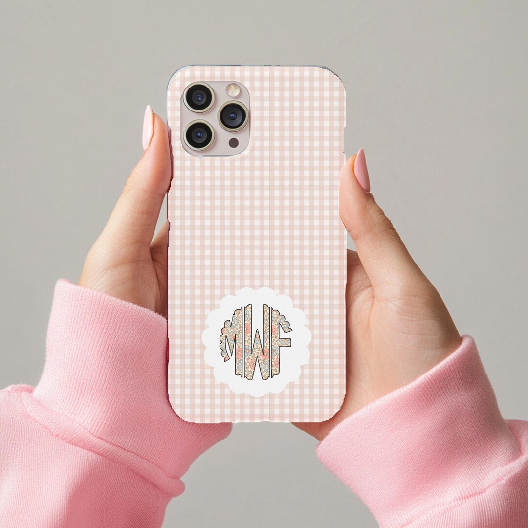 Gingham Monogram Cell Phone Case Personalized Preppy Cover - Etsy