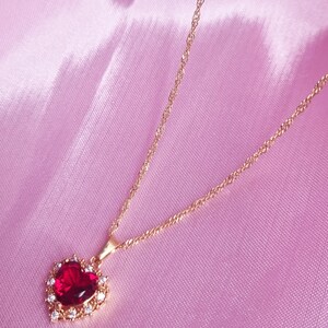 18K Gold Plated Red Heart Princess Necklace Handmade | Valentines Day ...