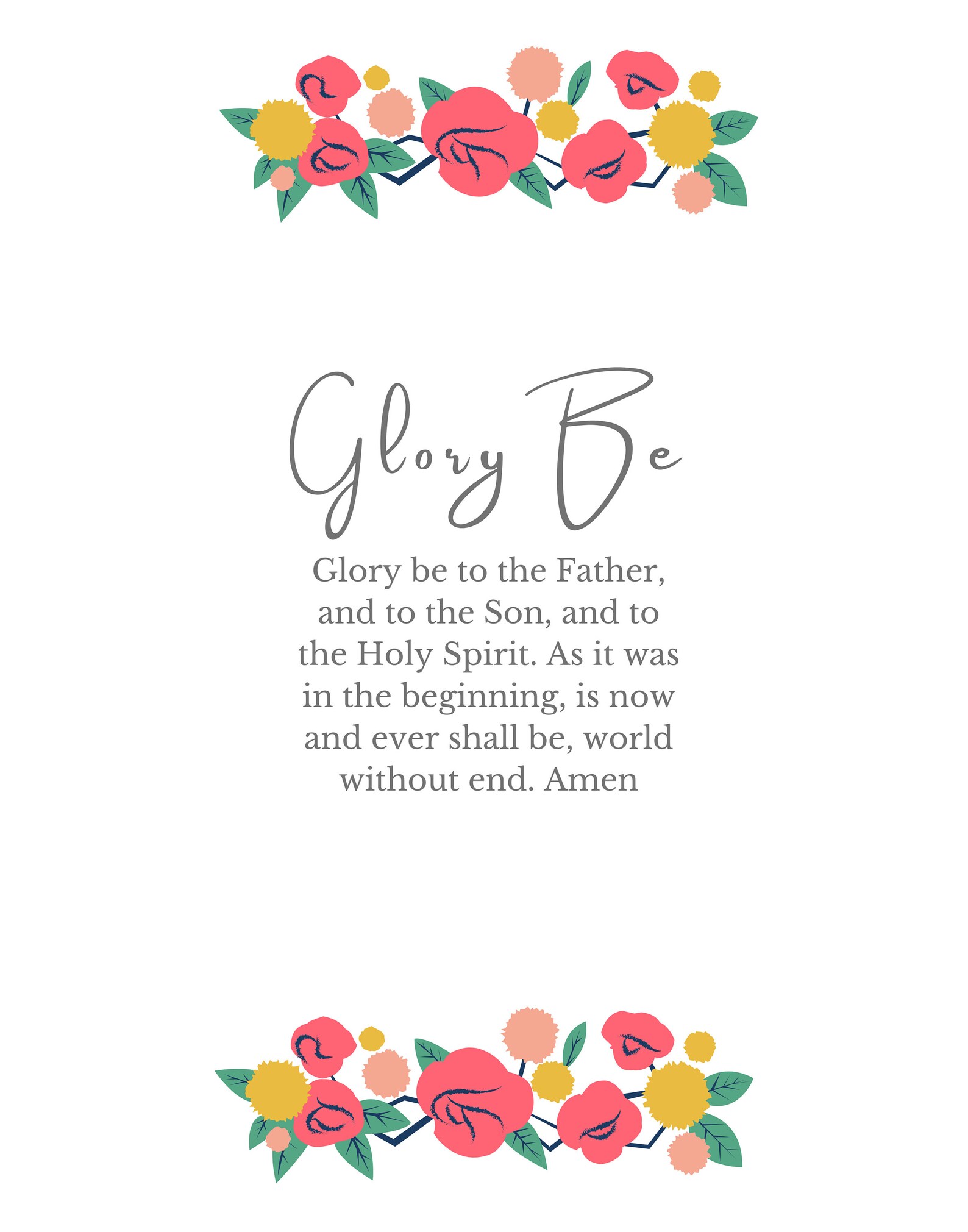Glory Be Prayer Catholic Print Catholic Wall Art | Etsy