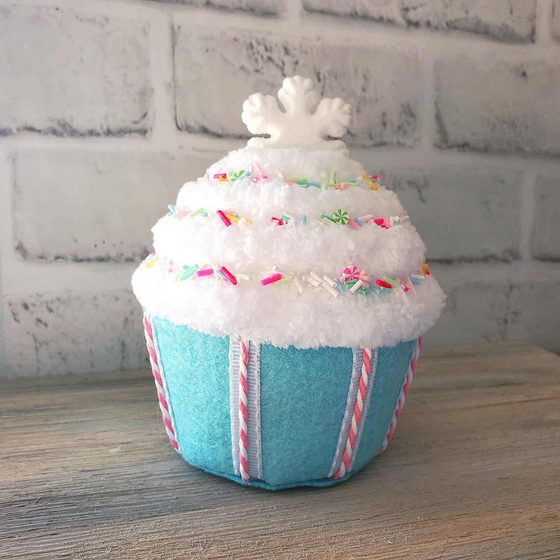 Christmas Faux Cupcake, Peppermint Candy Land Decor, Christmas Fake ...