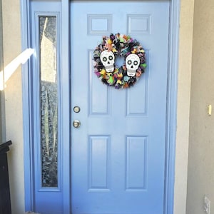 Day of the Dead Wreath for Front Door, Dia De Los Muertos Decor ...