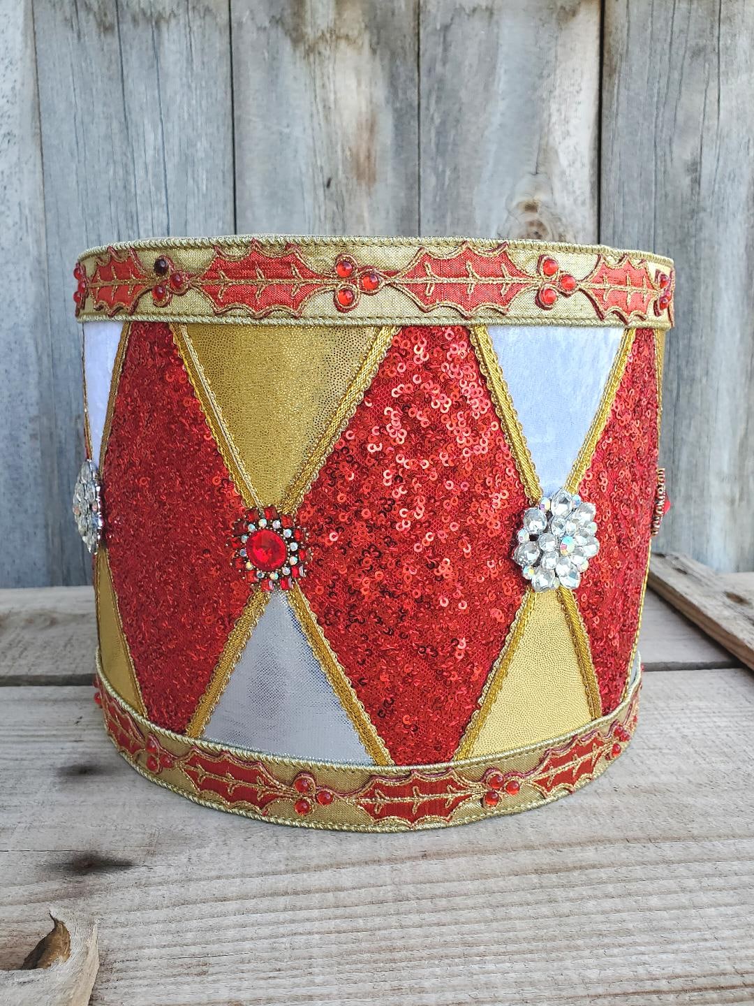Christmas Nutcracker Drums, Glitzy Fabricated Drums, Lux Christmas Decor, Red Gold Silver - Etsy