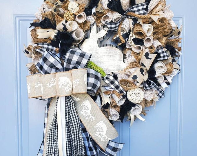 Farmhouse Burlap Easter Wreath Spring Wreath Easter Decor - Etsy