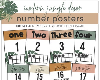 Printable Classroom Decor Jungle Theme Number Posters - Etsy