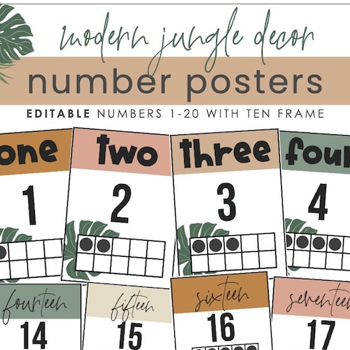 Printable Classroom Decor Jungle Theme Number Posters - Etsy