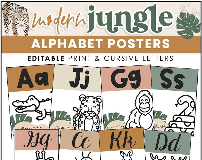 Jungle Alphabet Posters Jungle Classroom Decor - Etsy
