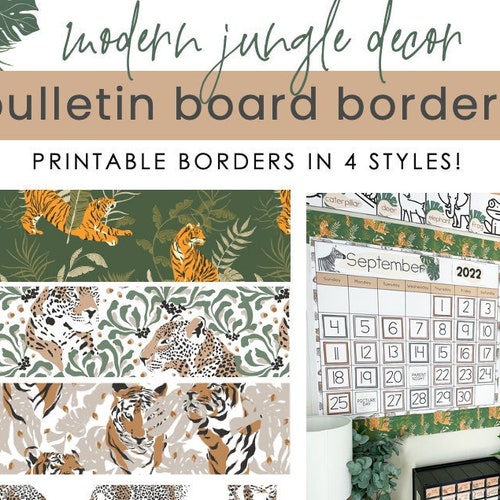 Jungle Themed Bulletin Board Borders With Cheetahs Tigers - Etsy
