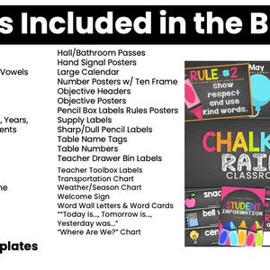 Chalkboard Bright Classroom Decor Bundle | Printable Back to School ...