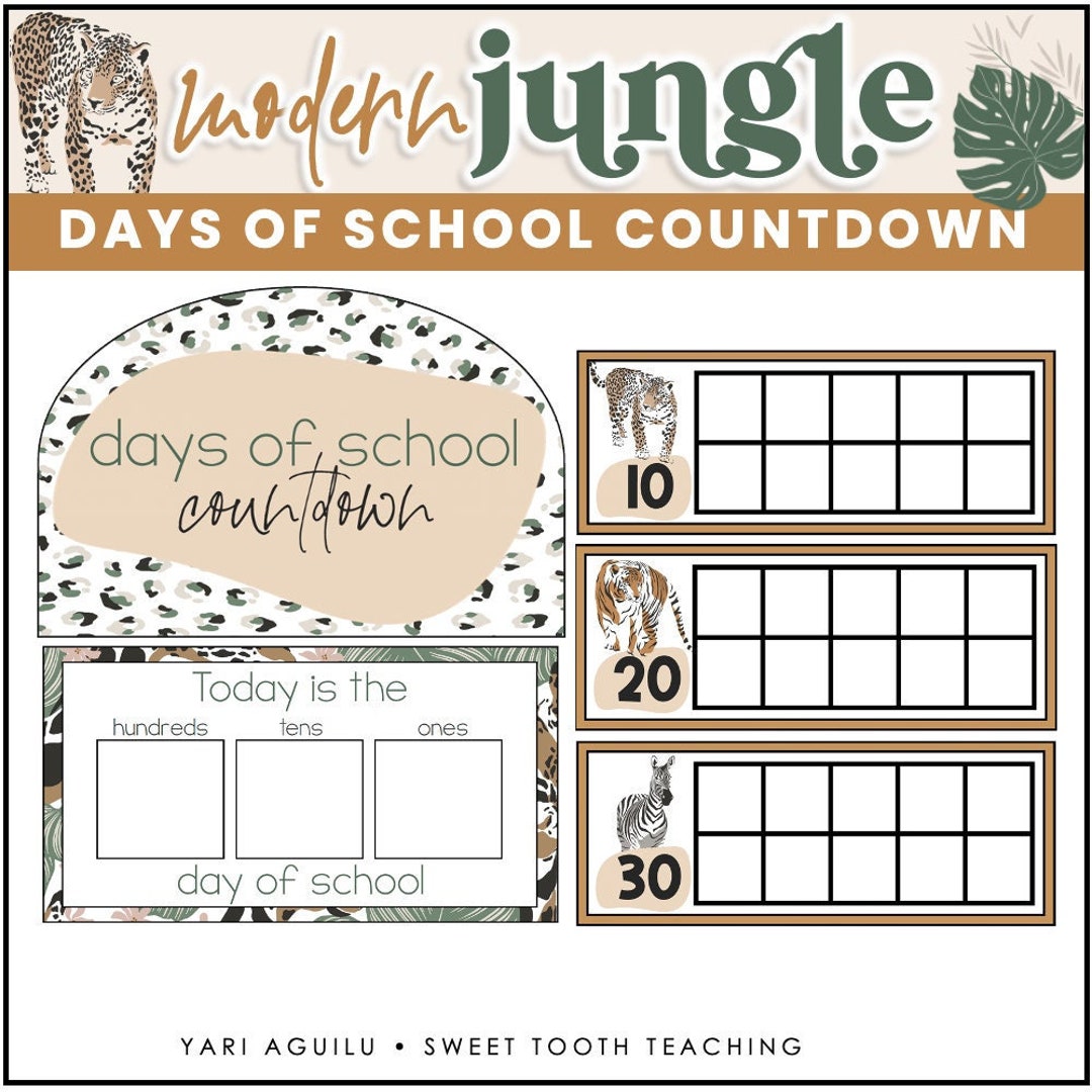 Days of School Calendar Display | Classroom Decor | Jungle Theme - Etsy