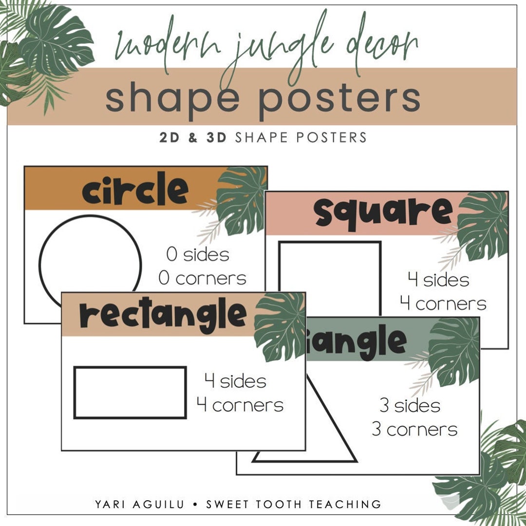 Printable Jungle Classroom Decor 2D & 3D Shape Posters - Etsy
