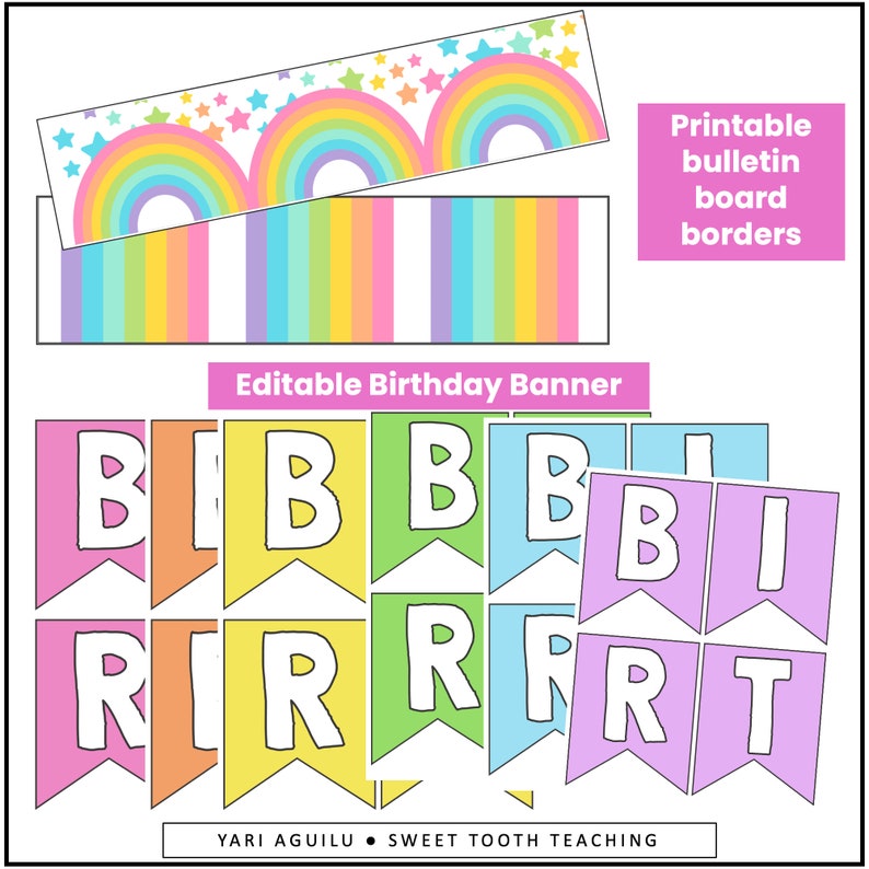 Colorful Birthday Display Bulletin Board Cute Birthday - Etsy UK