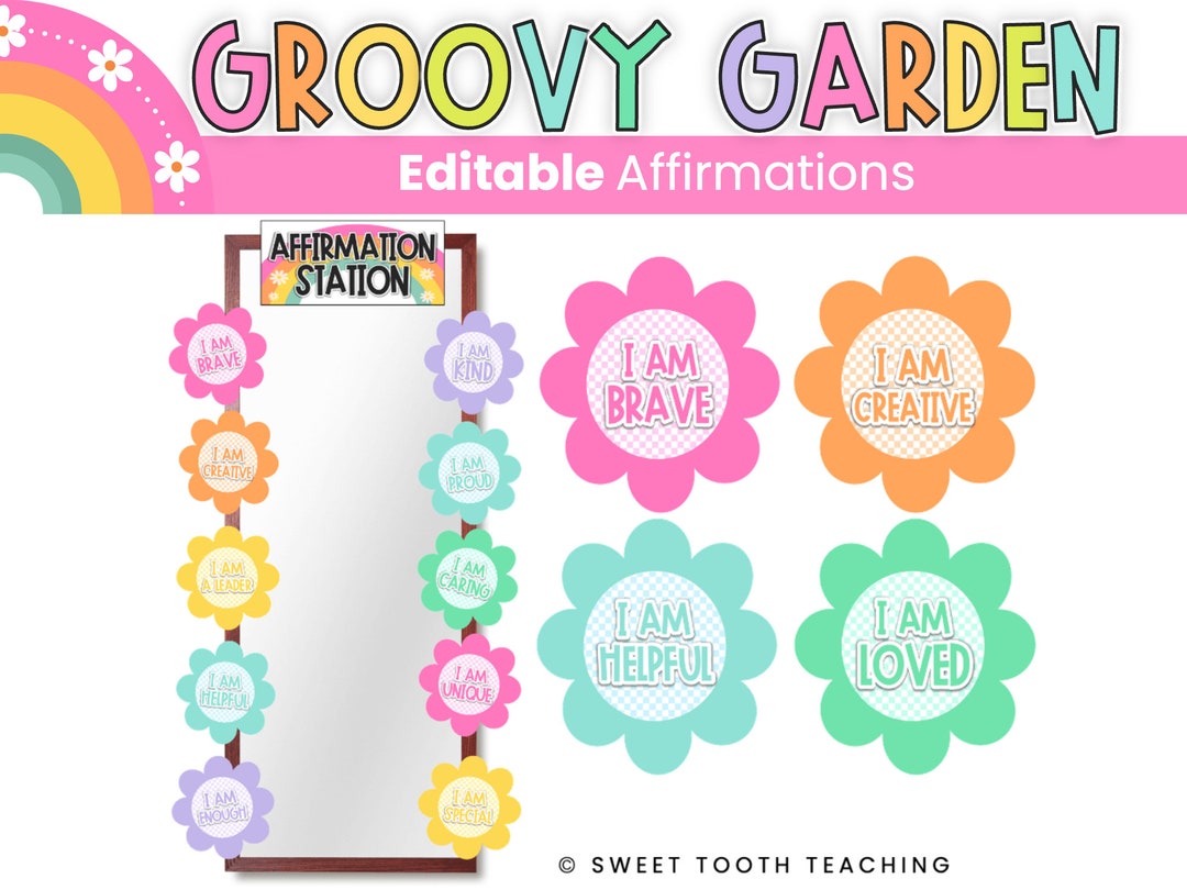 Flower Affirmations for Mirror | Groovy Garden Decor | “I Am ...