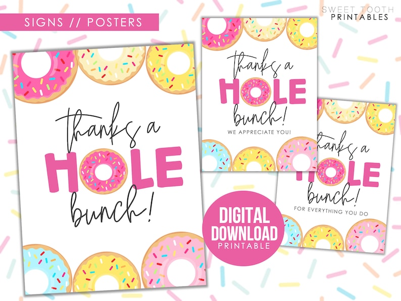 Donut Thank You Sign Thanks a Hole Bunch Sign Teacher - Etsy