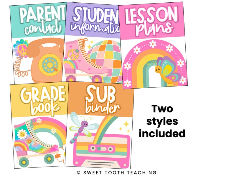 Binder Covers & Spines Editable Groovy Garden Retro Decor - Etsy